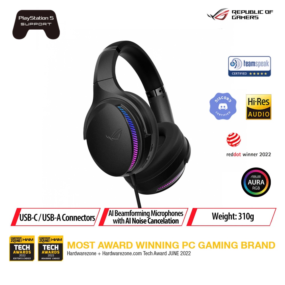 Jual ASUS ROG Fusion II 300 RGB gaming headset with high resolution ESS ...