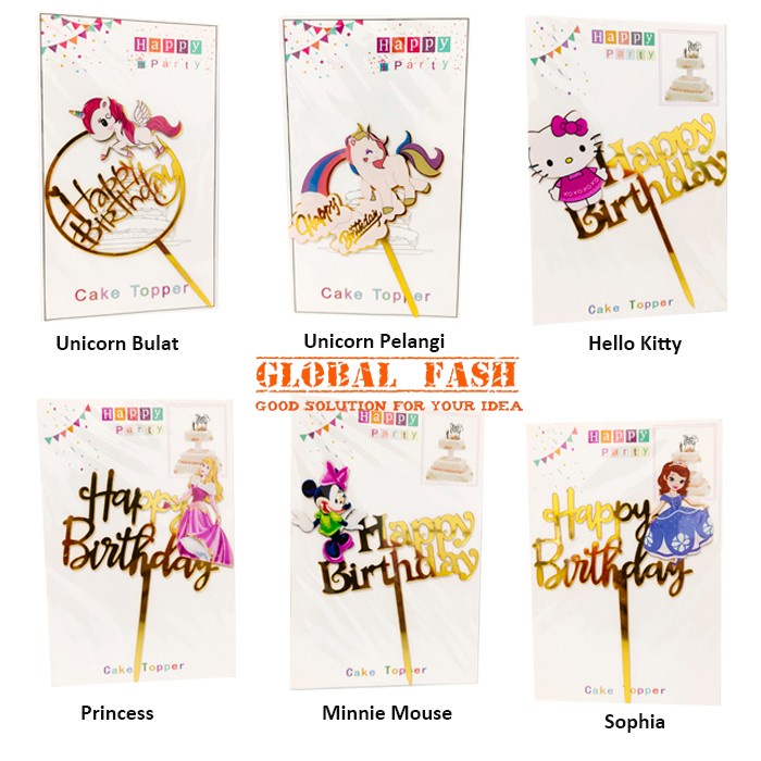 Jual Cake Topper hbd karakater / Hiasan Kue Acrylic karakter / toper ...