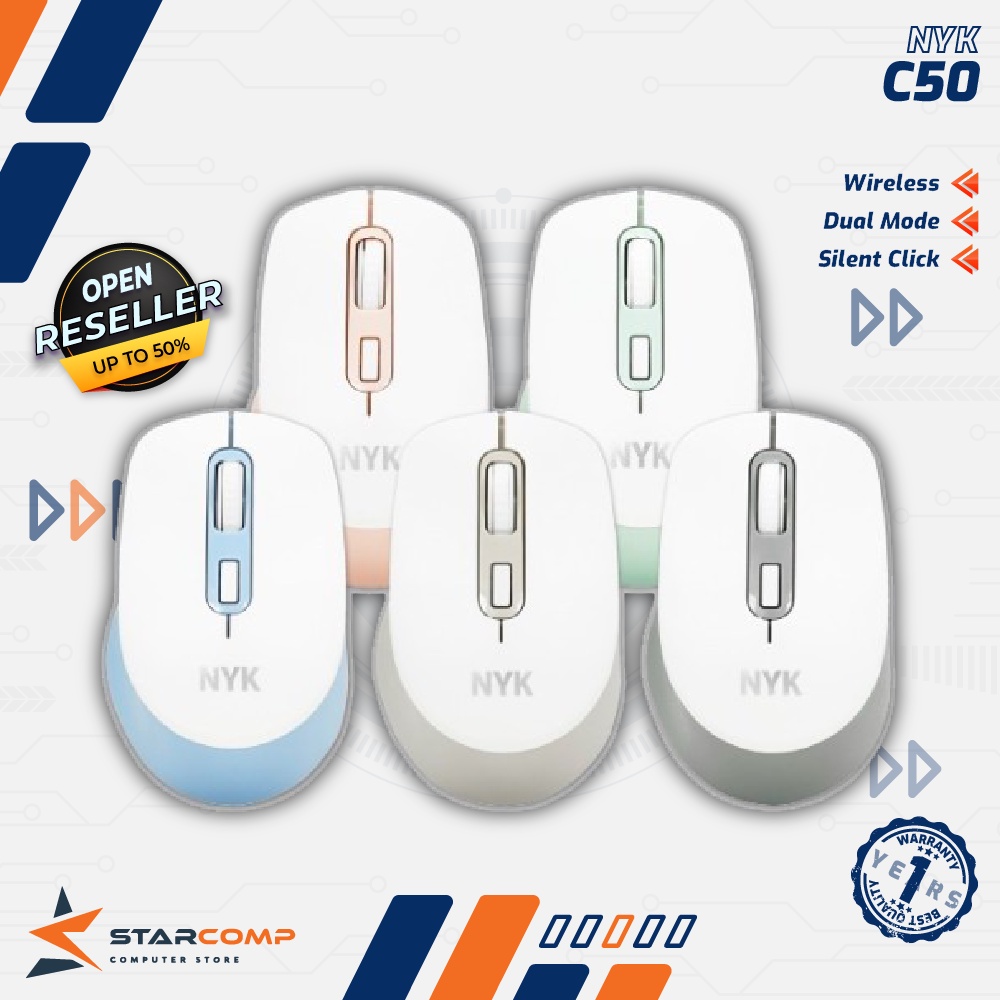 Jual Mouse NYK C50 Dual Mode Bluetooth Wireless 2.4Ghz Silent Click ...