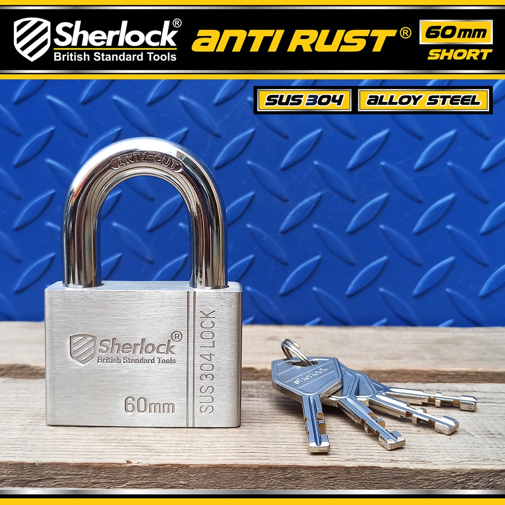 Jual SHERLOCK Gembok ANTI RUST 60 mm pendek-Stainless Steel 304 anti ...