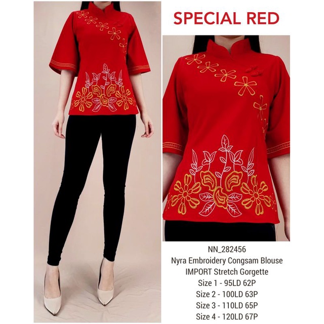Jual Blouse Congsam 9 Model / Blouse Merah / Blouse Bordir / Blouse ...