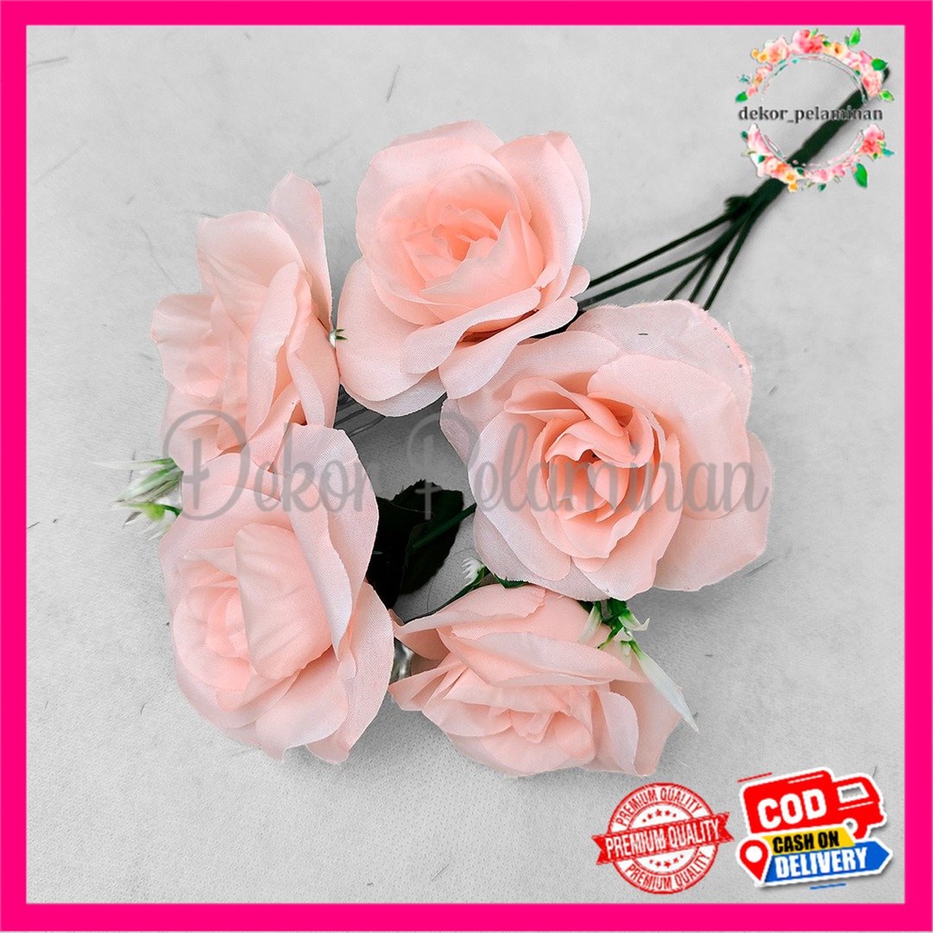 Jual BUNGA MAWAR ROSE TANGKAI 5 MURAH ARTIFICIAL - MAWAR PLASTIK ROSE ...