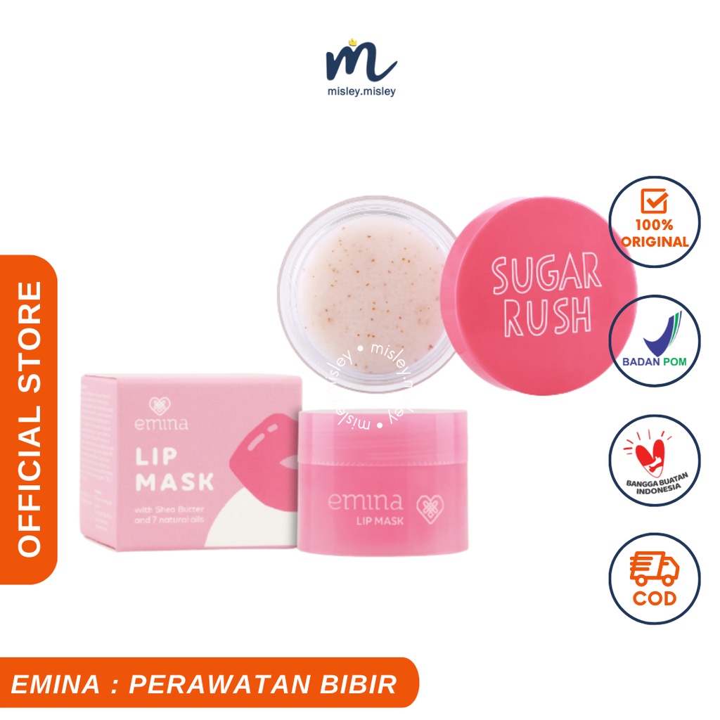 Jual MISLEY - EMINA Lip Sleeping Mask / Emina Sugar Rush Lip Scrub ...