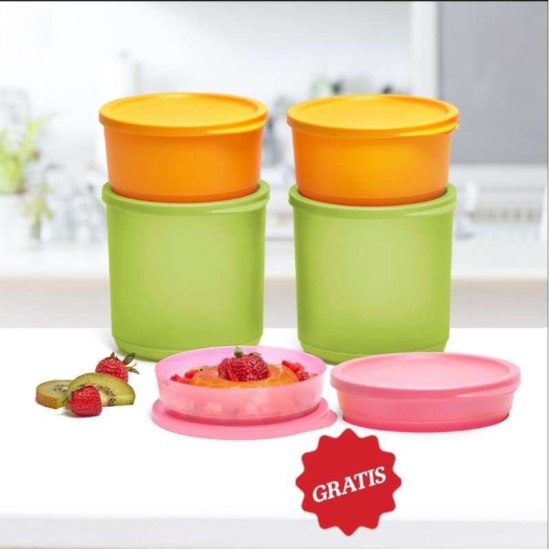 Jual TROPICAL ROUND SET + BONUS TUPPERWARE/ STOPLES HIJAU/ TEMPAT SNACK ...