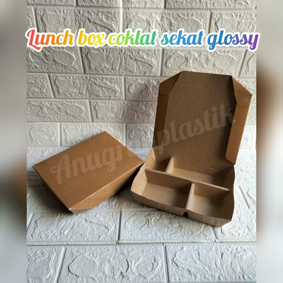 Jual Lunch Box bento / Paper lunch box 4 sekat dan 3 sekat (per 10 pcs ...