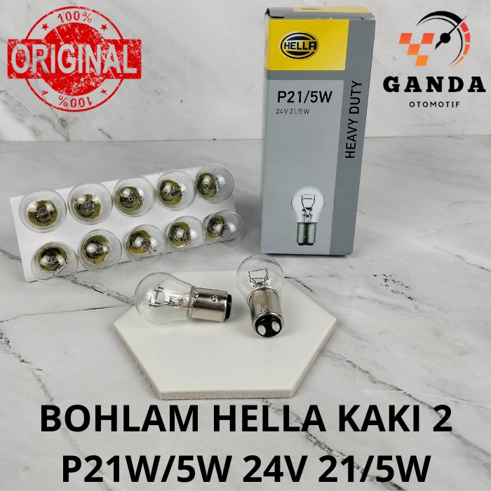 Jual BOHLAM KAKI 2 P21/5W 24V 21/5W BESAR HELLA ORIGINAL LAMPU REM STOP SEN (10PCS) | Shopee ...