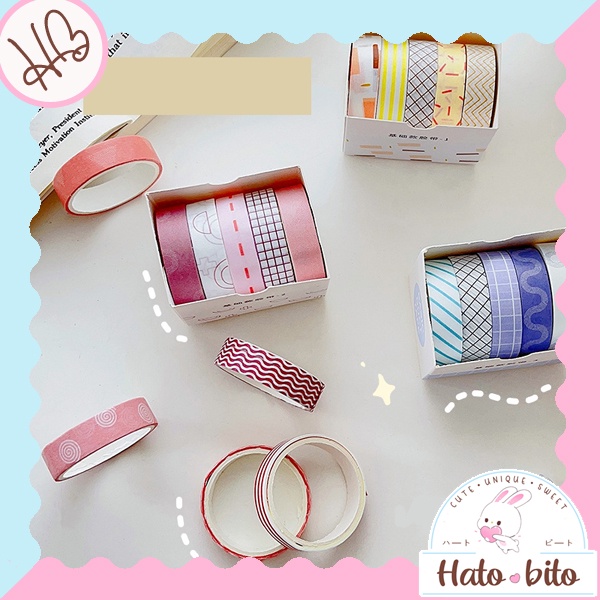 Jual 1 Set 5 Pcs Washi Tape Basic Duct Tape Paper Tape Lucu Cute Hias ...