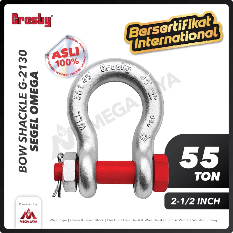 Jual CROSBY Bow Shackle Omega G2130 55 Ton - 2-1/2" Segel Bolt Type ...