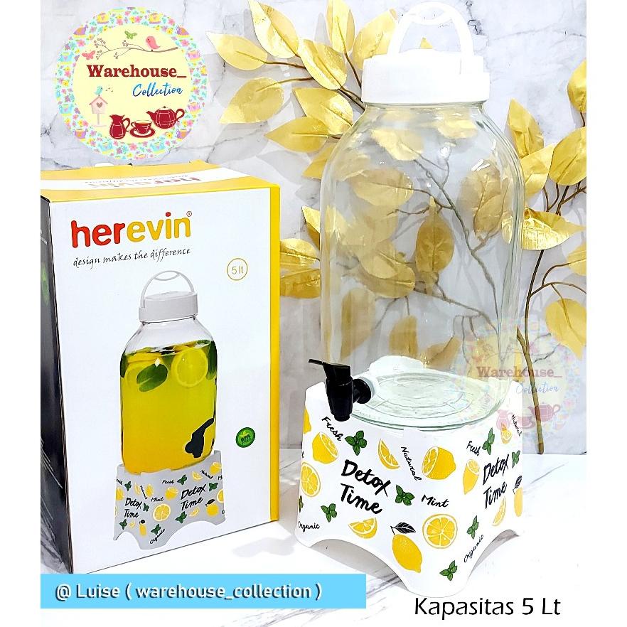 Jual DISPENSER KACA HEREVIN / DRINK JAR KACA / DISPENSER CANTIK 5LT ...