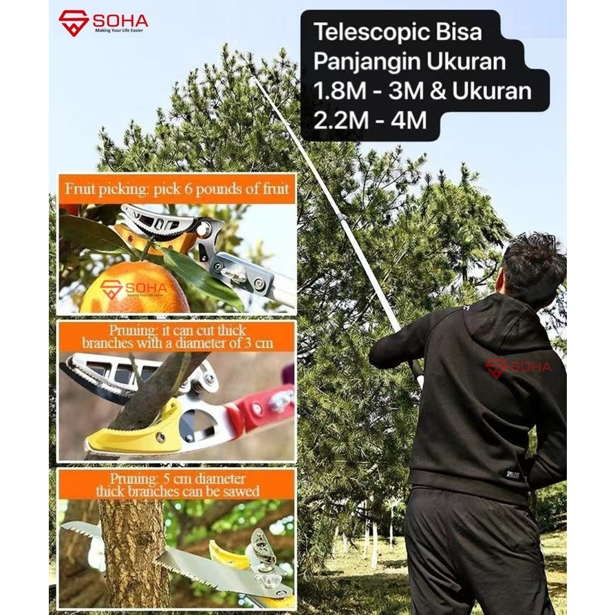 Jual PCK-09 Alat Tongkat Pemetik Buah Panjang Telescopik Pemangkasan Ranting Pohon Gergaji Tree ...