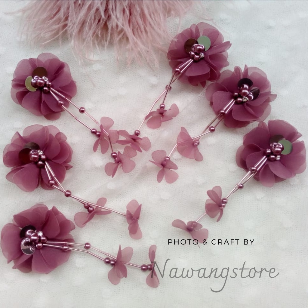 Jual Aplikasi bunga camelia payet juntai model 1 /kebaya /gamis /payet ...