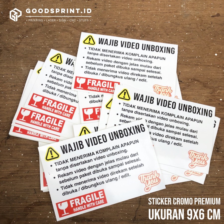 Jual Stiker Wajib Video Unboxing Ukuran 9x6 cm Stiker Label Paket ...
