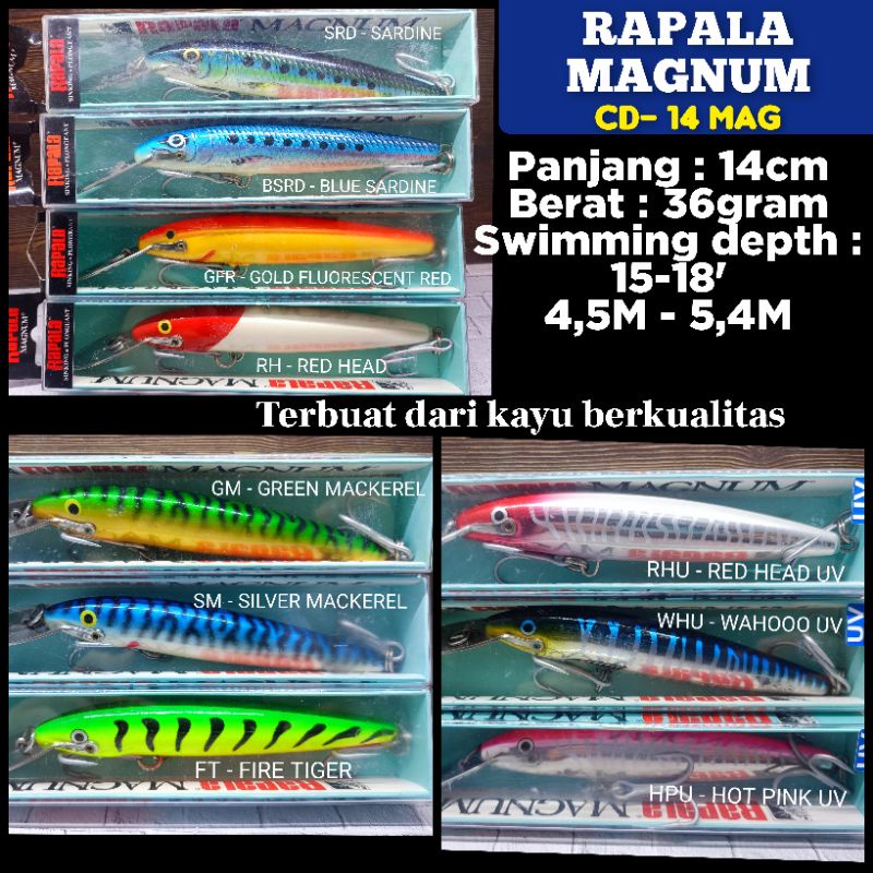 Jual RAPALA MAGNUM CDMAG 14CM/36GR/SINKING/PLONGEANT HARD LURE MINNOW UMPAN IKAN UMPAN IKAN ...