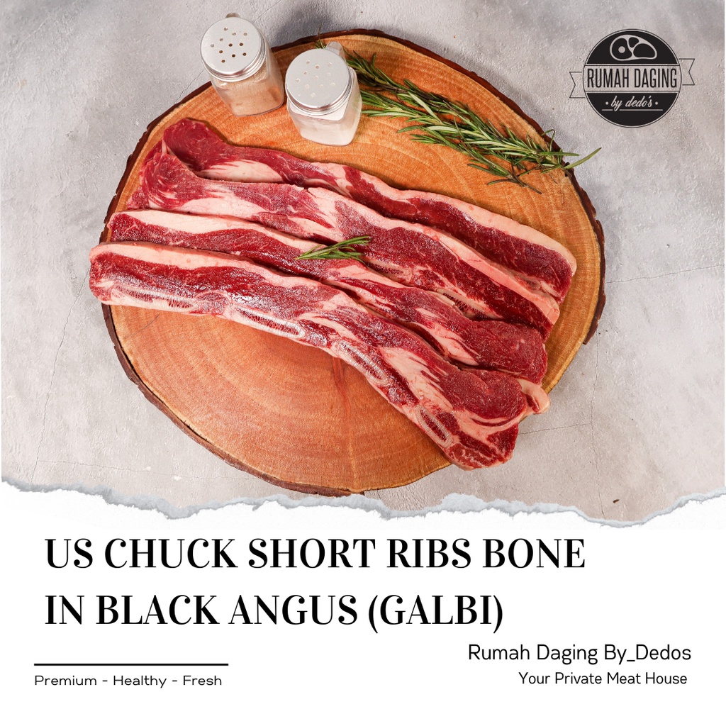 Jual US CHUCK SHORT RIBS BONE IN BLACK ANGUS 500gr (GALBI) | Shopee ...