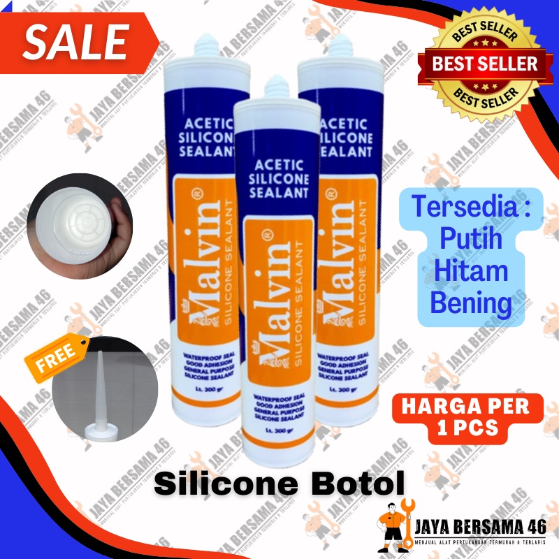 Jual SILICONE BOTOL MALVIN / LEM SILEN SILIKON KACA BOTOL ACETIC / LEM ...