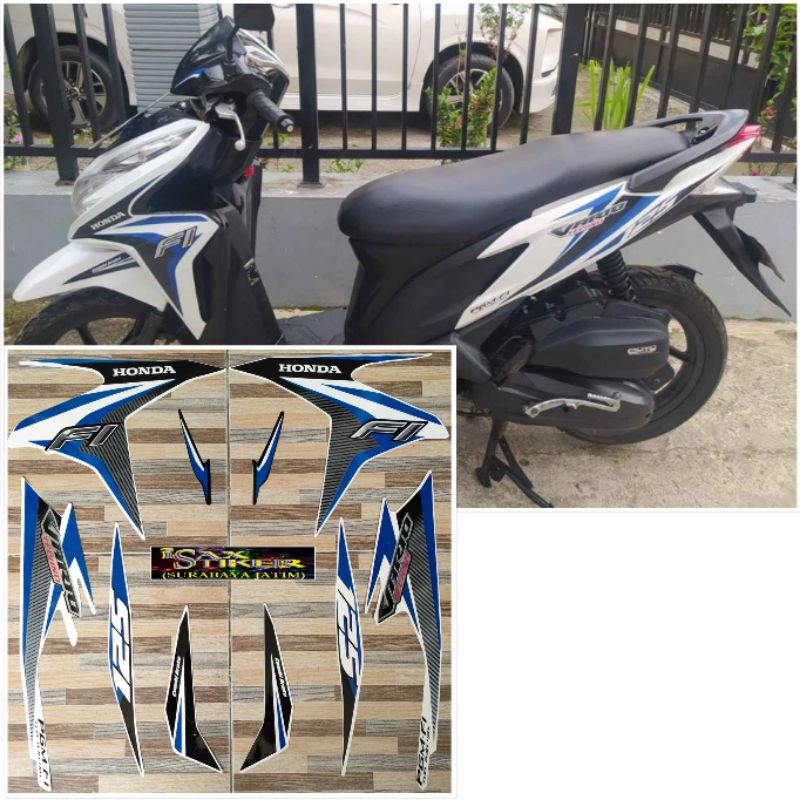 Jual striping original Honda Vario techno 125 putih biru tahun 2014 ...