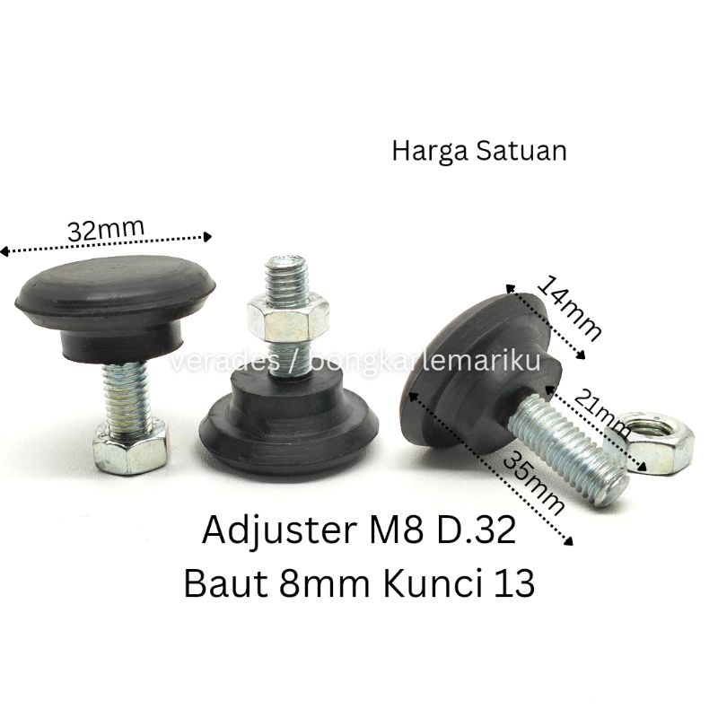 Jual Adjuster M8 Diameter 32 mm Karet Stabil Kaki Meja | Shopee Indonesia