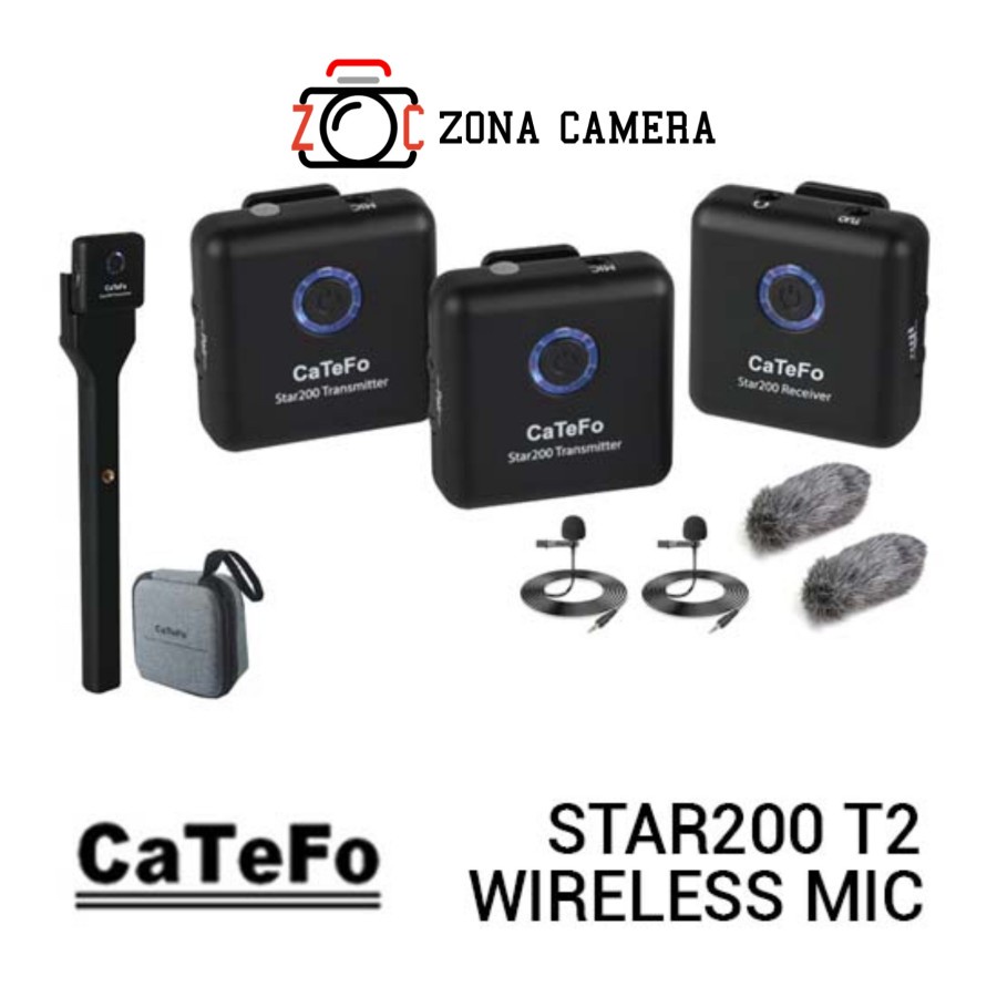 Jual CaTeFo Star200 T2 Star 200 Microphone Wireless Dual-Channel Mic 2.4GHz | Shopee Indonesia