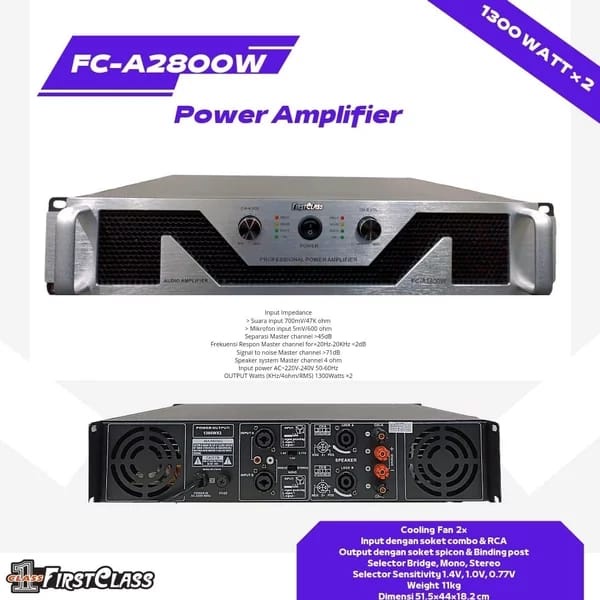 Jual POWER AMPLIFIER FIRSTCLASS FCA2800W / FIRST CLASS FC A2800W NEW ...