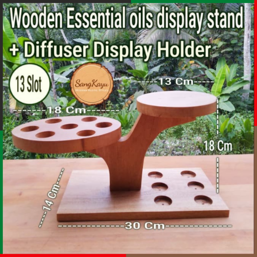 Jual Wooden Essentials Oil rack + aromatherapy air difuser holder rak ...