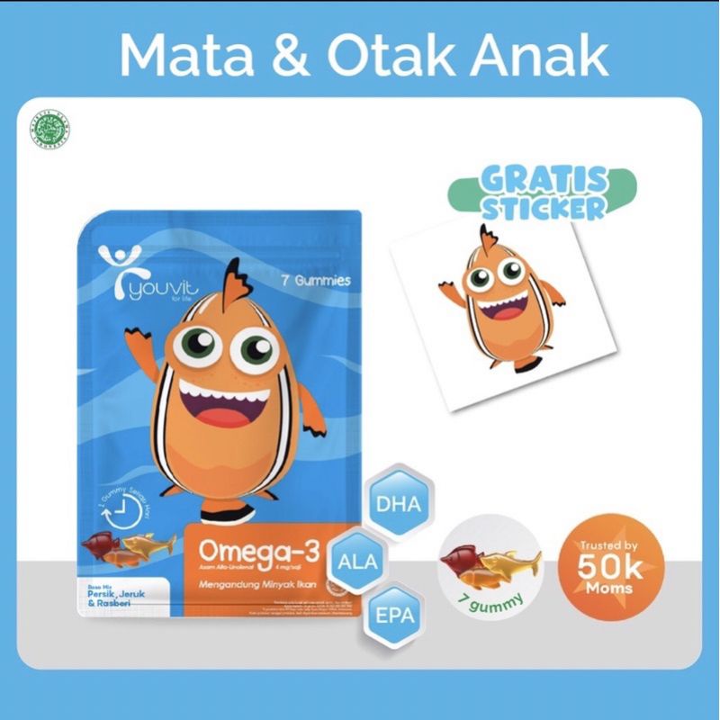 Jual YOUVIT KIDS OMEGA 3 MULTIVITAMIN ANAK ISI 60 / 30 / 7 GUMMY POUCH ...