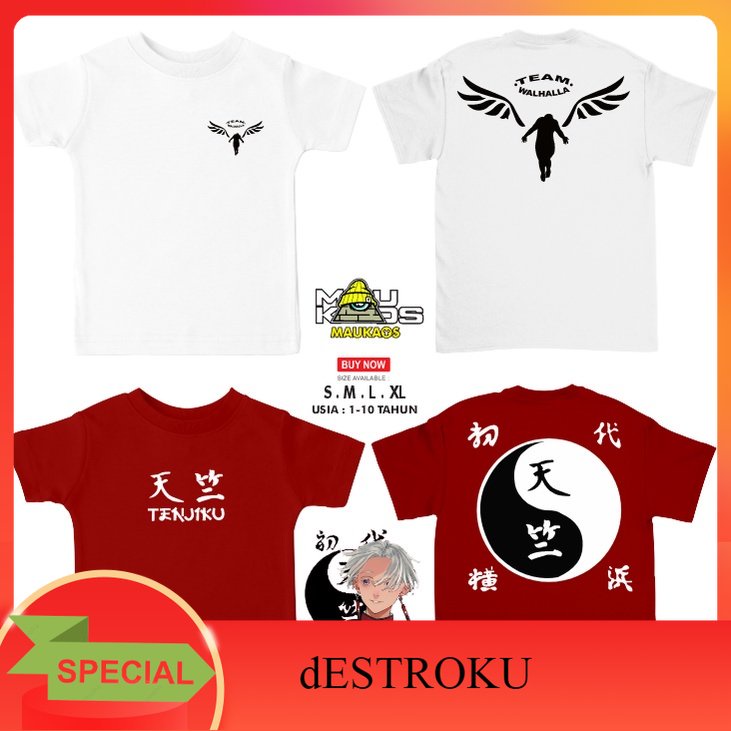 Jual dESTROKU Kaos Anak TOKYO REVENGERS TEAM WALHALLA AND TENJIKU GANG ...