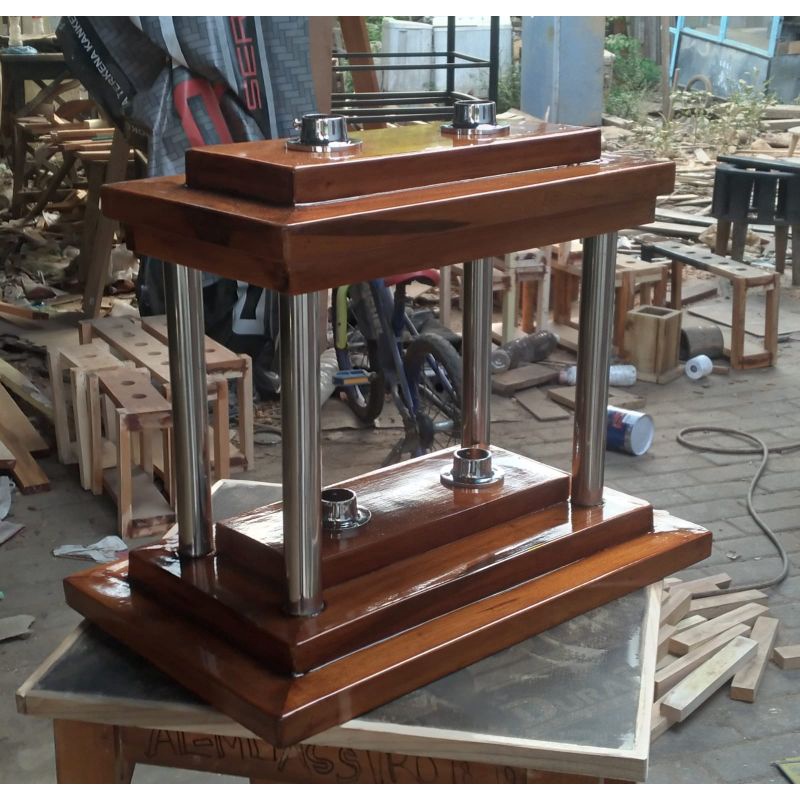 Jual tempat bendera new 2 lubang warna natural jati . tanpa tiang ...