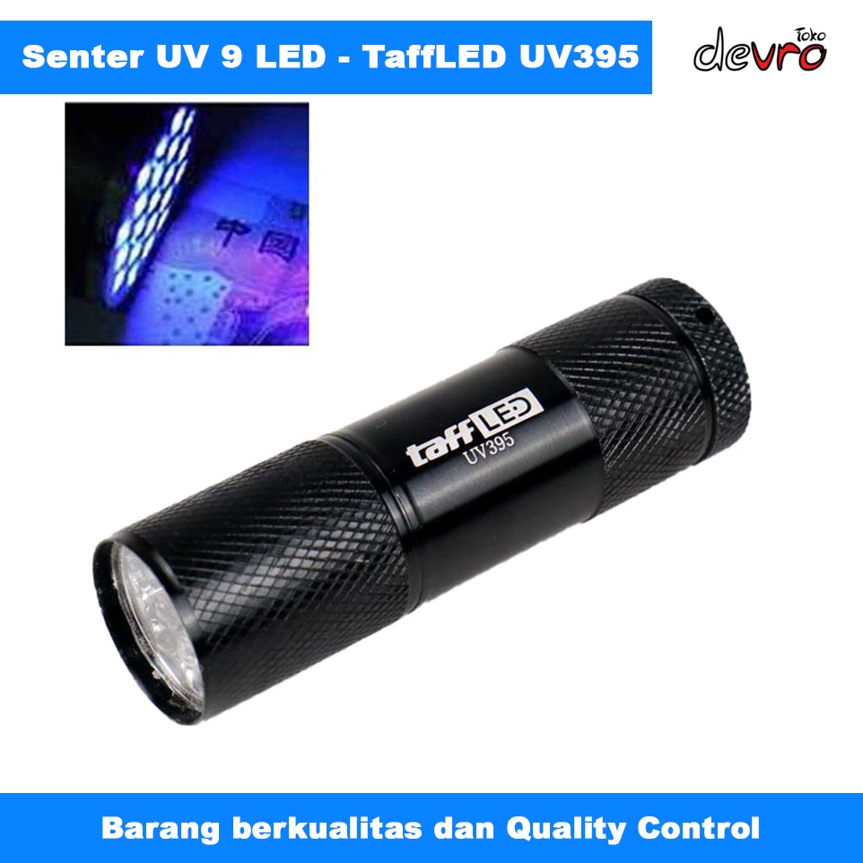 Jual Senter LED Mini Ultraviolet UV 400nm - TaffLED UV-395 - 9 LED | Shopee Indonesia