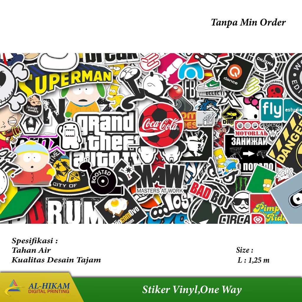 Jual Cetak Stiker Vinyl, Stiker One Way dan Luster PVC Lebar 1,25 m ...