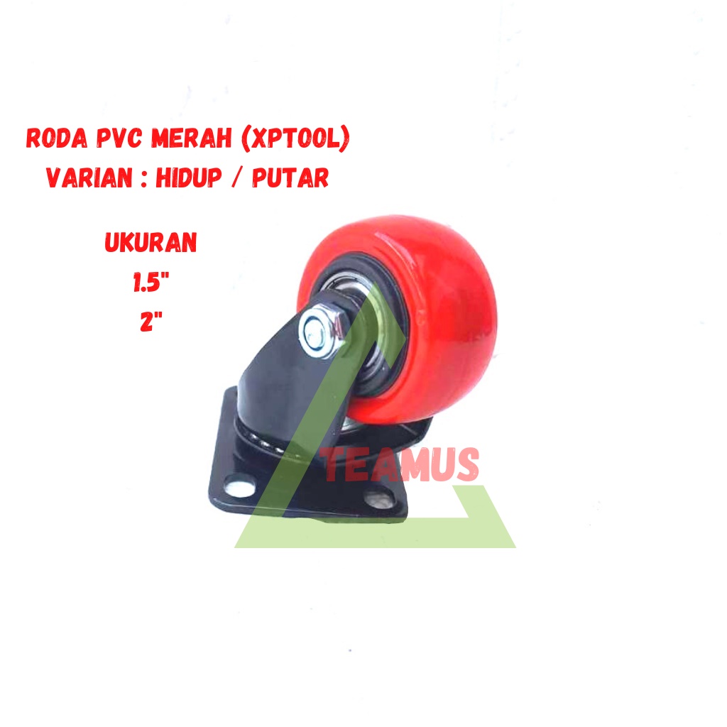 Jual RODA TROLI TROLLEY PVC MERAH 1.5 INCI TIPE HIDUP - MATI - REM ...
