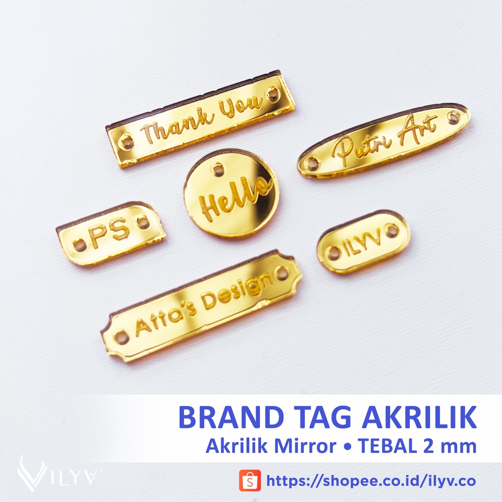 Jual Label Produk Akrilik Mirror GOLD / Label Jilbab / Label Kerudung ...