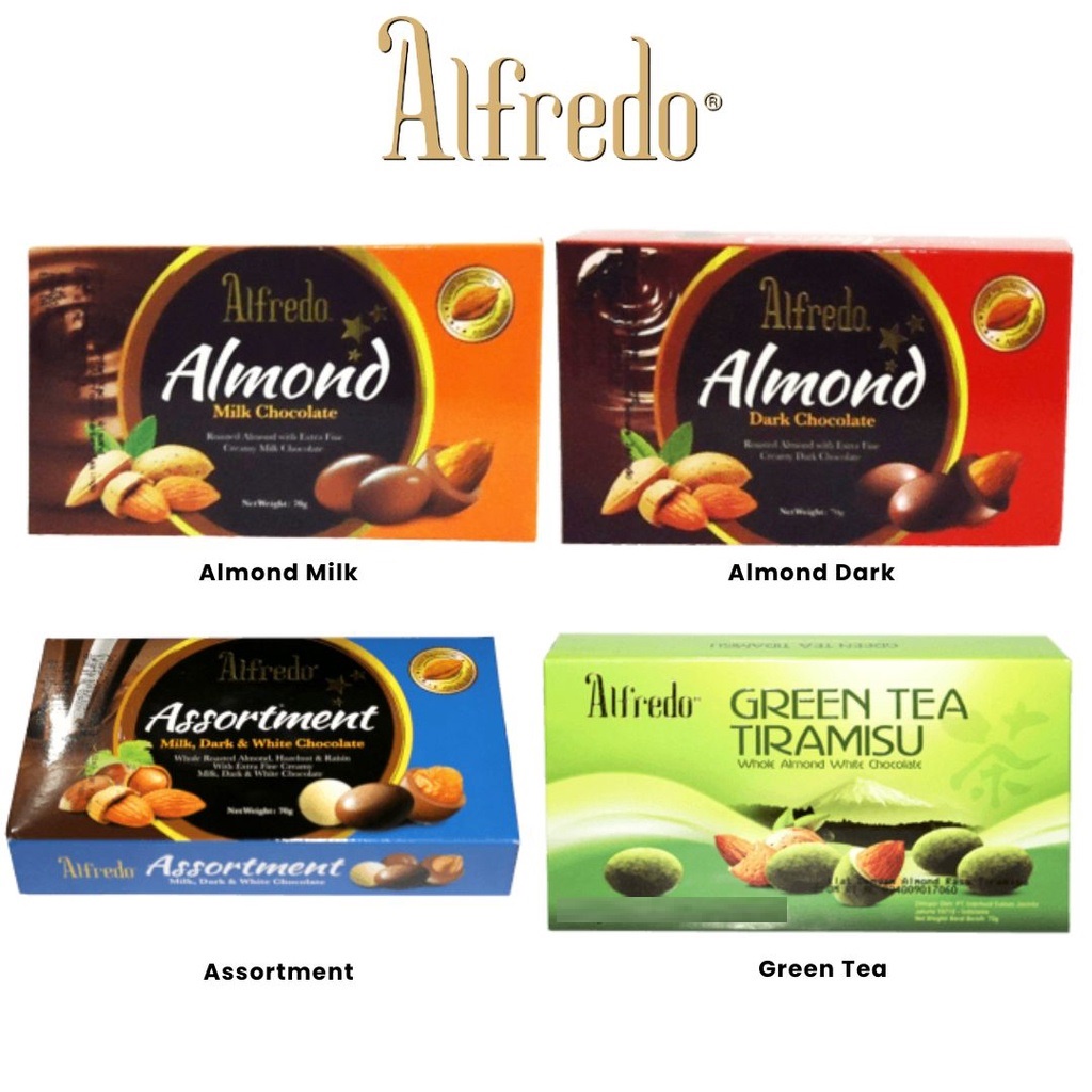 Jual Alfredo Chocolate Box Almond Chocolate Dark Milk Green Tea ...