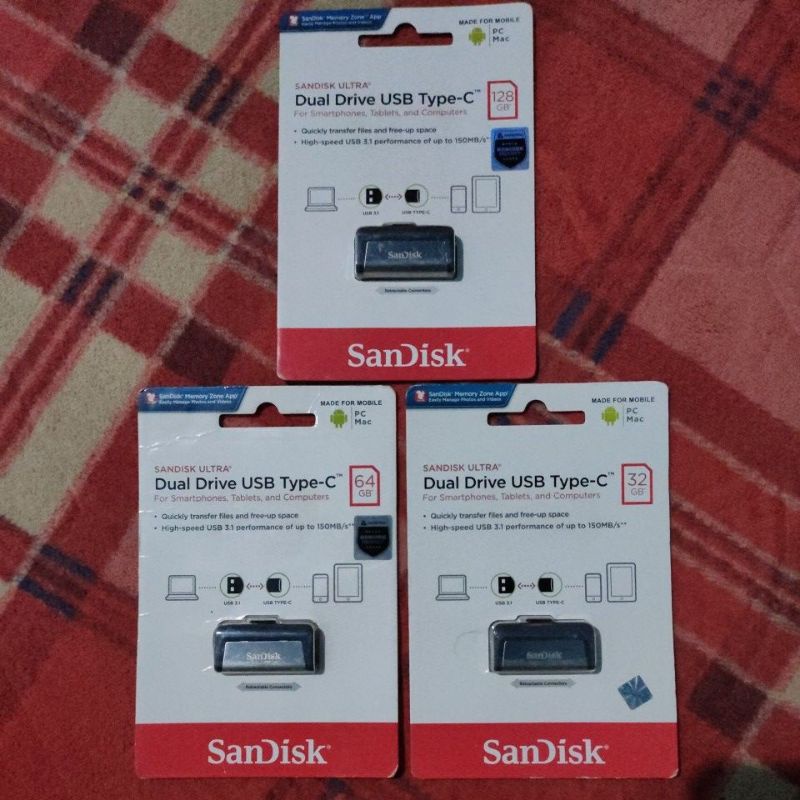 Jual SanDisk Ultra, flashdisk+OTG type-C, ORIGINAL 100%. | Shopee Indonesia