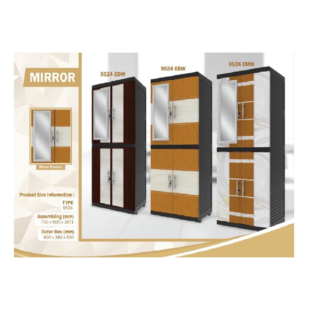 Jual TERLARIS Lemari Pakaian Plastik Naiba JERSEY BOSTON Rak Cermin ...