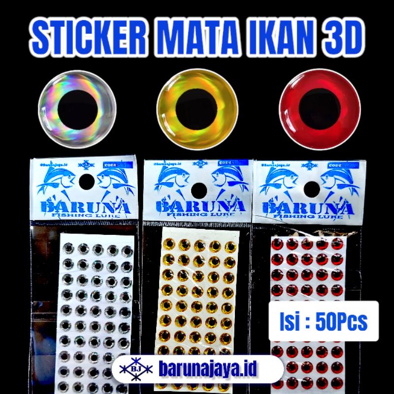 Jual BARUNA - 50Pcs Sticker Mata Ikan 3D Merah Silver Gold | Shopee ...