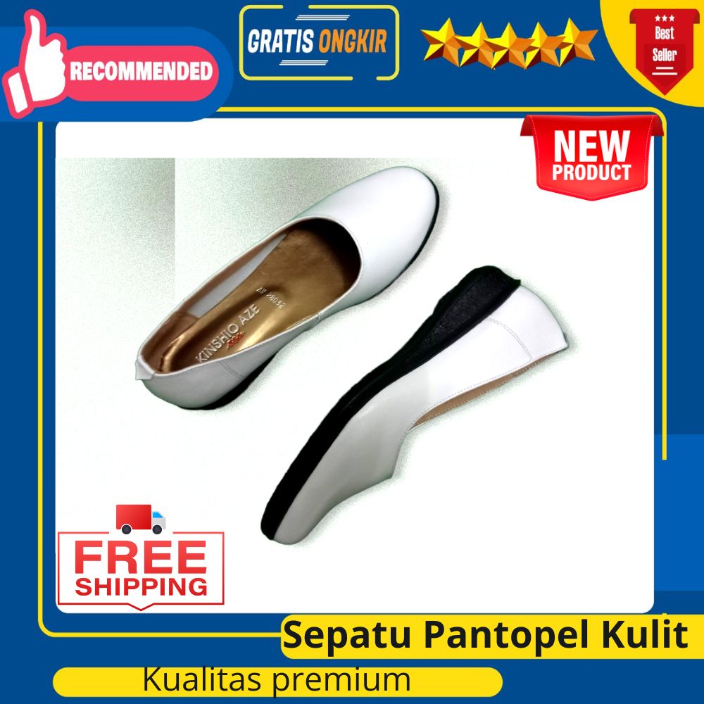 Jual Sepatu Pantopel Putih Perawat Wanita-Kulit Asli-Tanpa Hak-KINSHIO ...