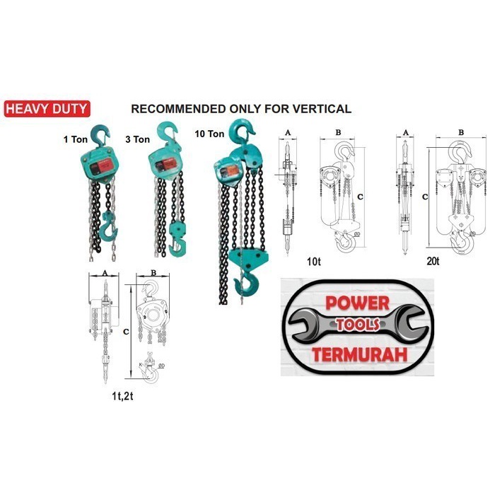 Jual Chain Block WIPRO 5T x 3M Takel Katrol Hoist Lift 5 Ton x 3 Meter ...