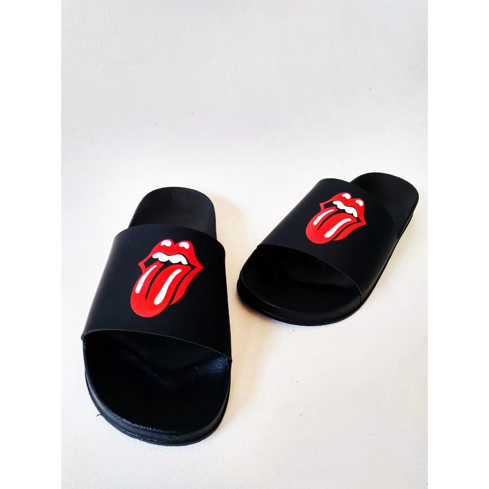 Jual Sandal Pria Wanita Distro Motif Lidah Sendal selop Unisex karet ...