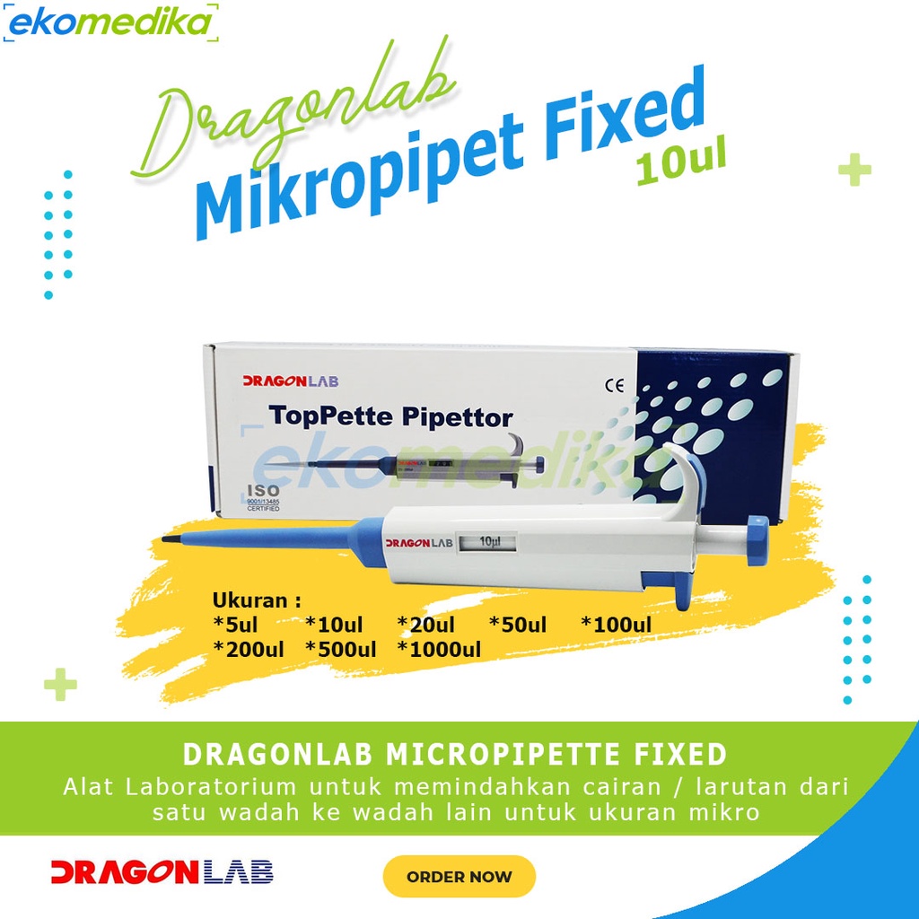 Jual MIKROPIPET DRAGONLAB MICROPIPETTE FIXED 5ul 10ul 20ul 50ul 100ul 200ul 500ul 1000ul ...