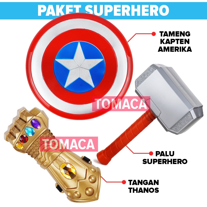 Jual Paket Mainan Anak Senjata Superhero Tameng Captain America Tangan ...