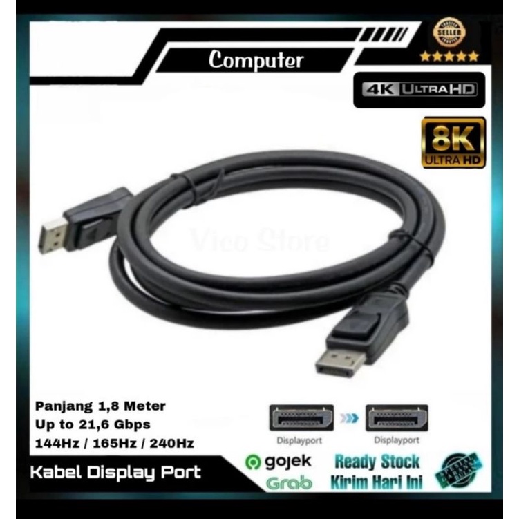 Jual Kabel Display Port DP to DP Male to Male 4K 8K USD HDR 144Hz ...
