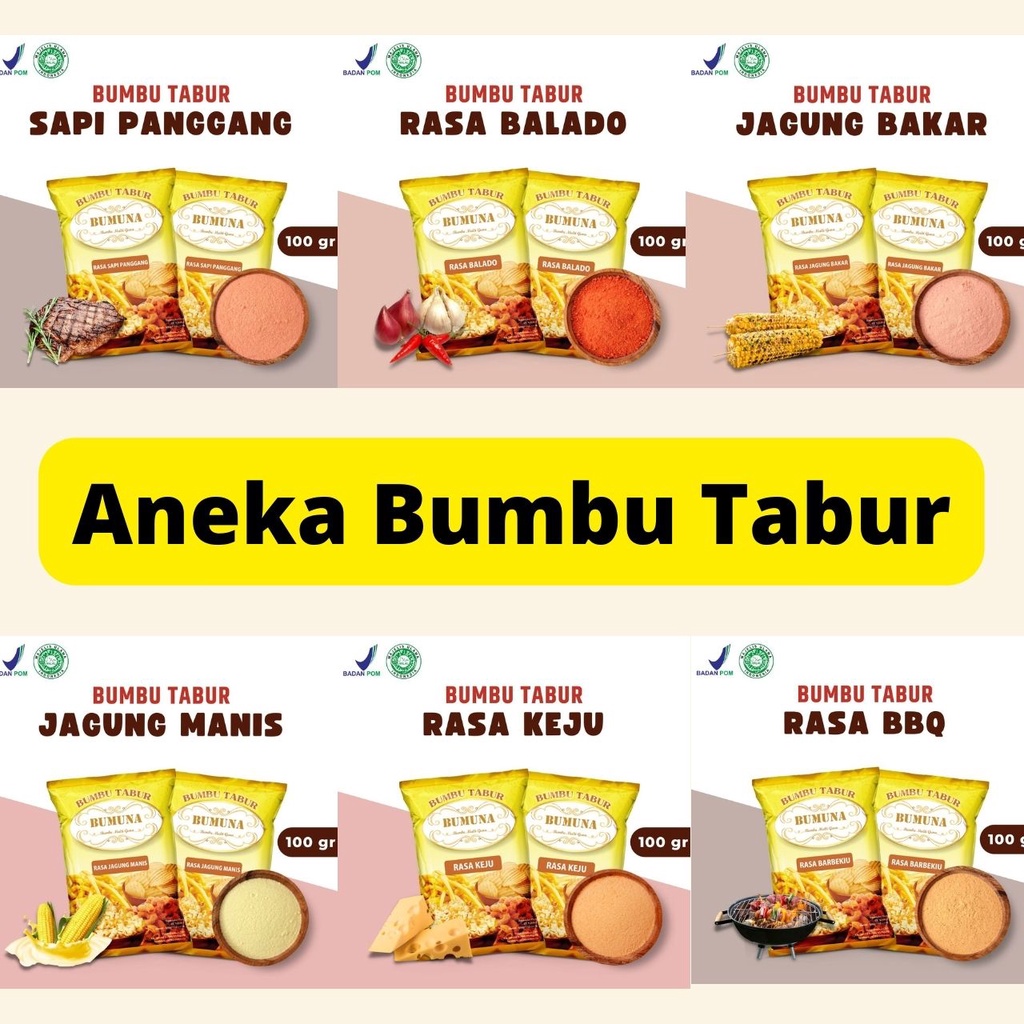 Jual Varian Bumbu Tabur 100 Gram Bumuna Aneka Rasa BBQ,Balado,Ayam ...