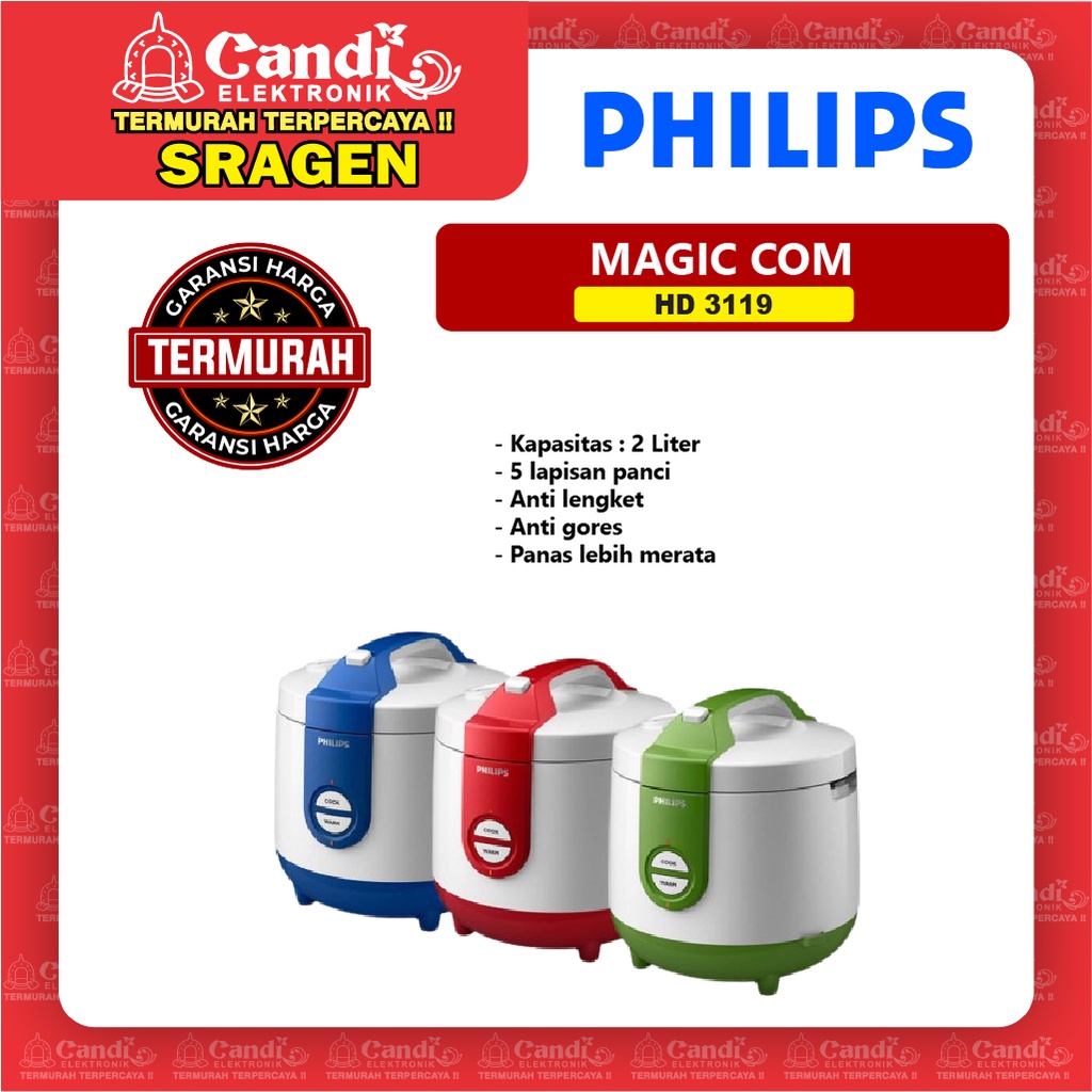 Jual PHILIPS Magic Com 2 Liter HD 3119 | Shopee Indonesia