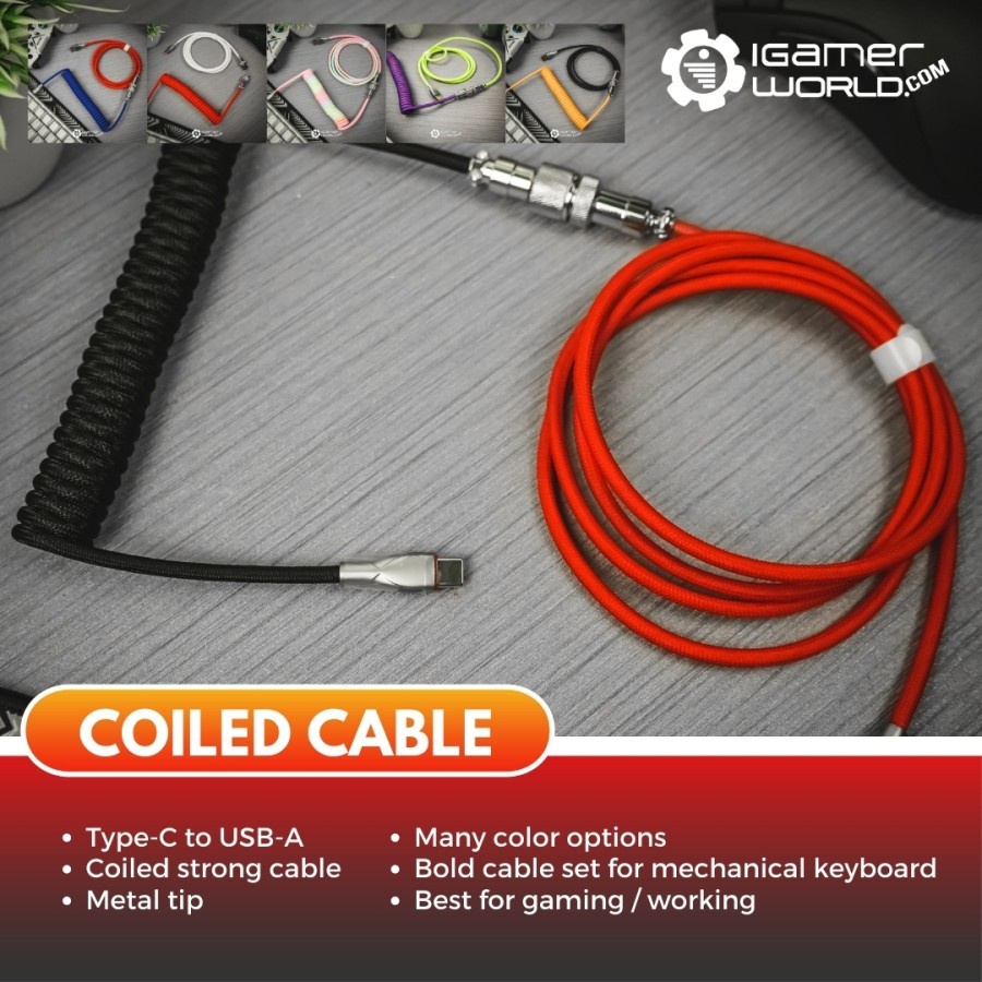 Jual Coiled Aviator Cable Spring Wire Type-C for Mechanical Gaming ...