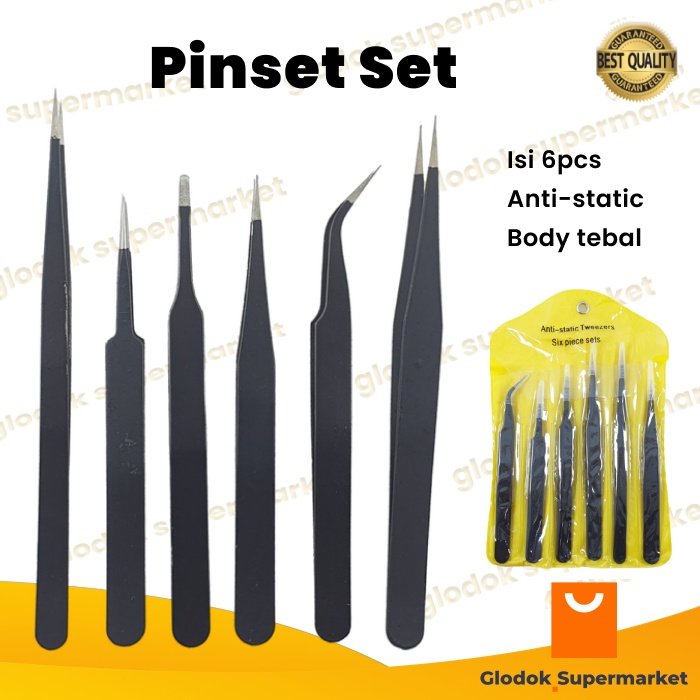 Jual Pinset Set 6in1 Pencapit 6pcs Tweezer 6 in 1 Pingset 6 pcs Anti ...