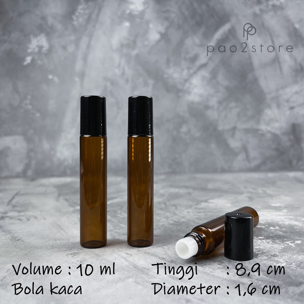 Jual Botol Roll On 10ml Kaca AMBER / Coklat - Parfum Essential Oil ...