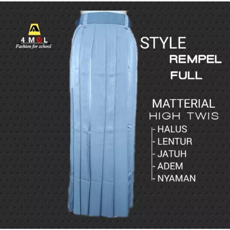 Jual ROK REMPEL FULL ABU PANJANG SERAGAM SEKOLAH SMA KAIN HIGH TWISS | Shopee Indonesia