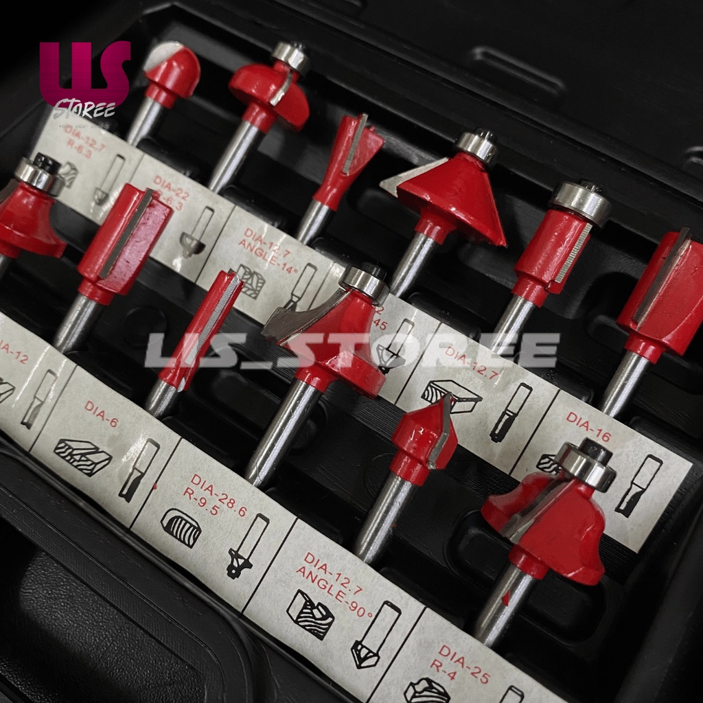 Jual BELTER Set Mata Profil Kayu 1/4" Router Bit Set 12pcs | Shopee ...