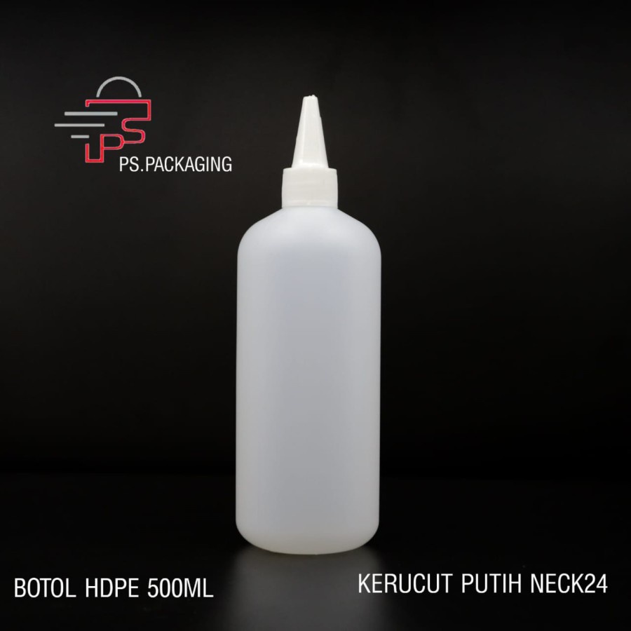 Jual botol kerucut 500 ml hdpe natural neck 24/botol tinta 500 ml ...