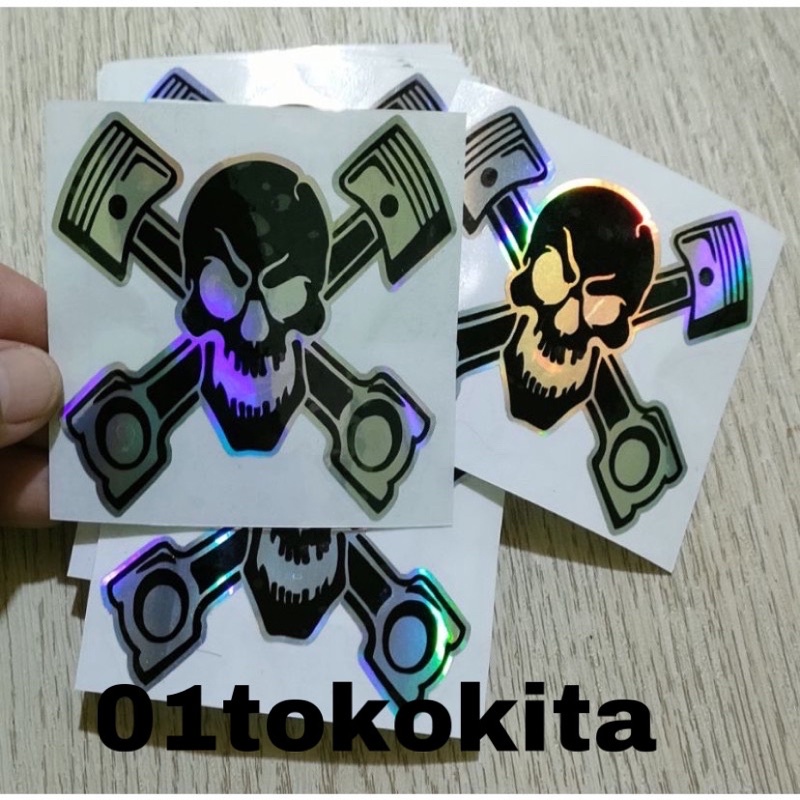 Jual Sticker cuting tengkorak silang stiker cutting helm motor murah ...